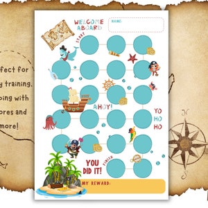 Reward Sticker Chart, Pirate Treasure Kids Potty Training Chart, Potty ...