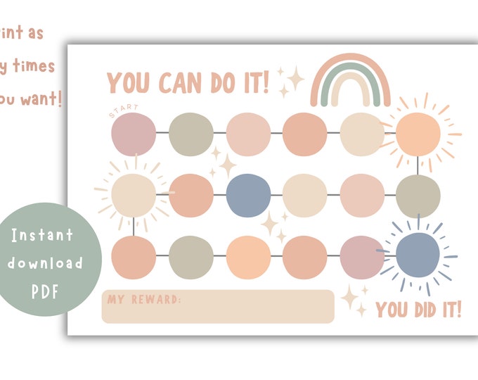 Reward Stickers Chart, Toddler Reward Chart, Potty Chart Printable ...
