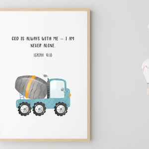 Bible Verse Construction Set of 3 Prints Kids Truck Tractor Digger ...