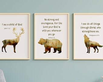 Christian Nursery Decor Kids Bible Verse Wall Art Watercolor - Etsy