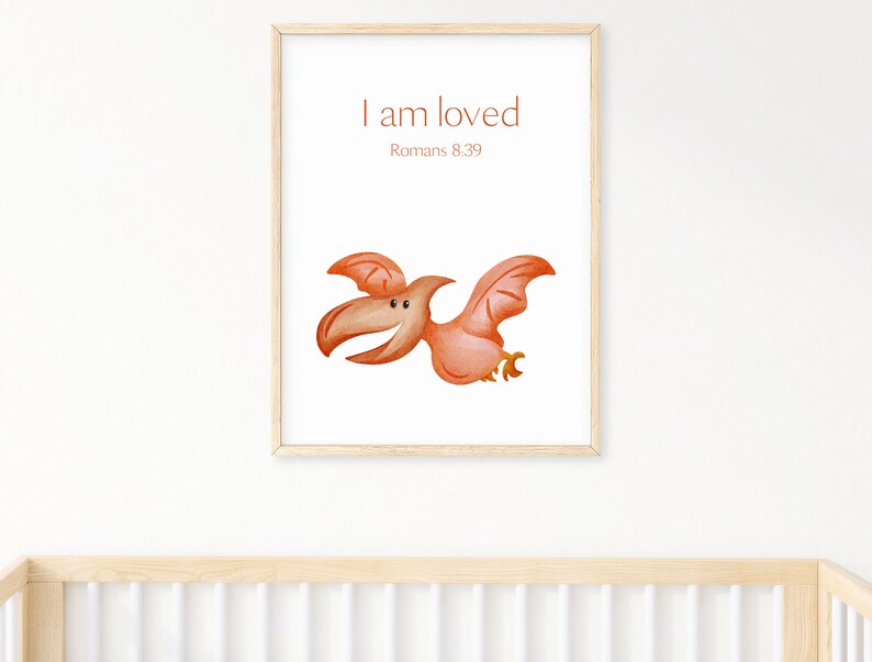 Dinosaur Bible Affirmations Wall Art Set of 6 Christian Dino Decor Baby ...