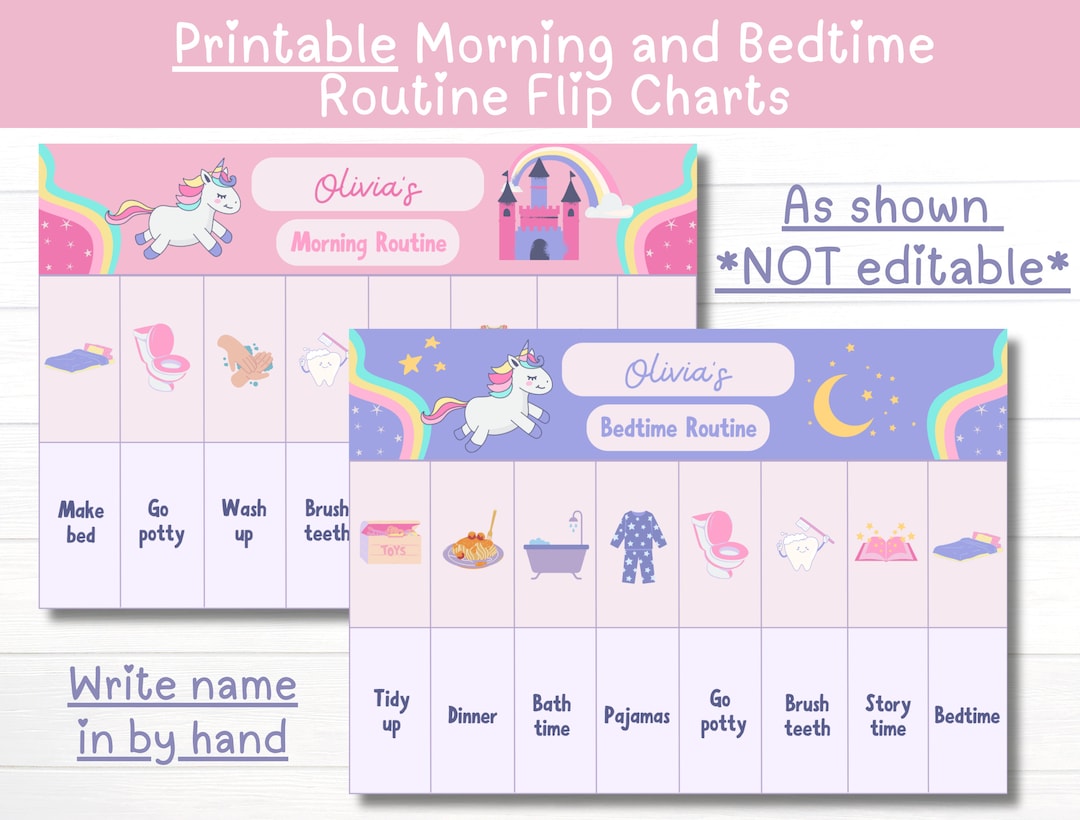 Morning and Bedtime Routine Flip Charts, Printable Kids Daily Checklist ...