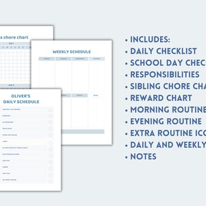 Editable Kids Chore Charts, Construction Reward Chart, Boys School ...