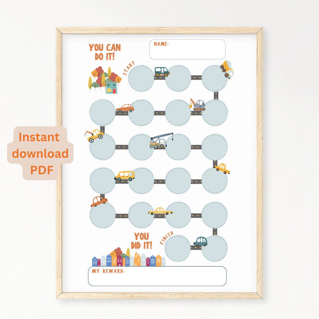 Printable Reward Chart, Construction Reward Chart, Potty Training Chart ...