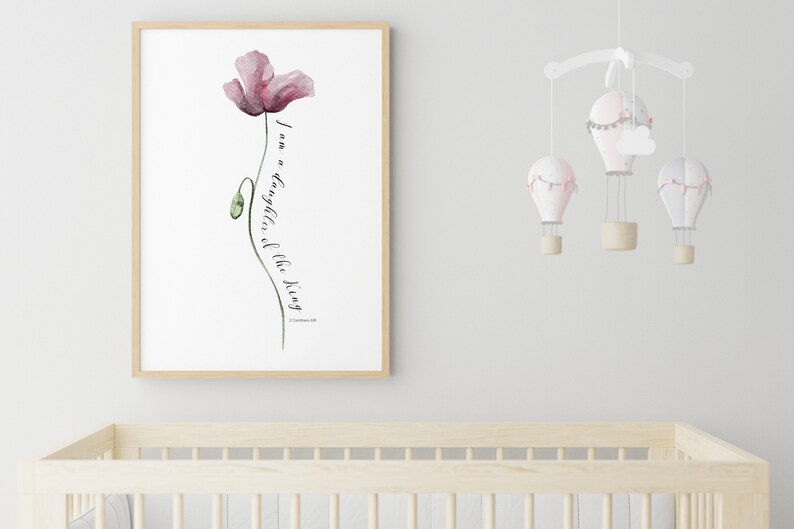 3 Piece Bible Verse Flower Wall Art, Christian Nursery Prints ...