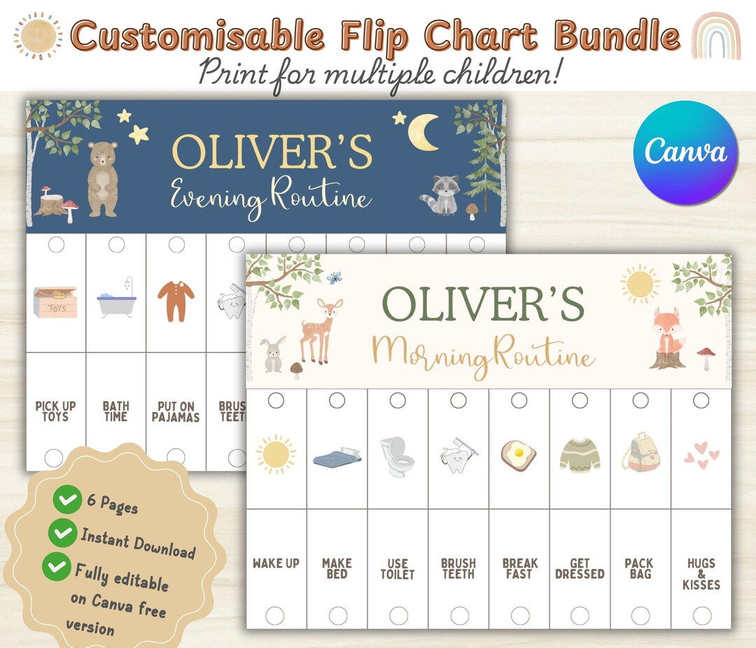 Editable Kids Flip Chart, Morning and Evening Kids Schedule ...