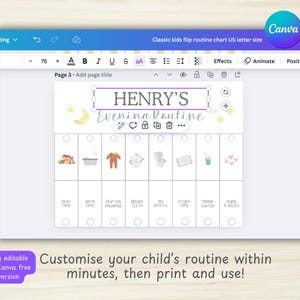 Kids Flip Chart Editable Routine Printable, Morning Chore Evening Flip ...