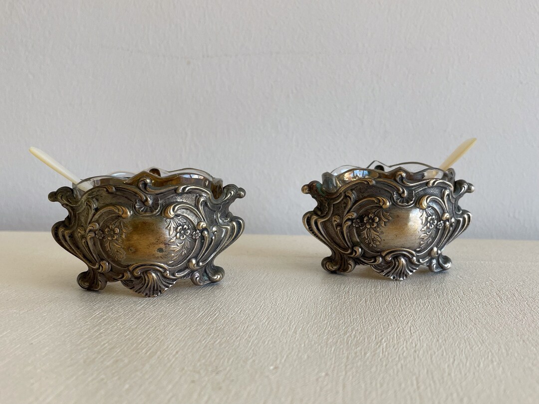 Pair of Salt Cellars 19th Century in Silver With a Crystal Glass and ...