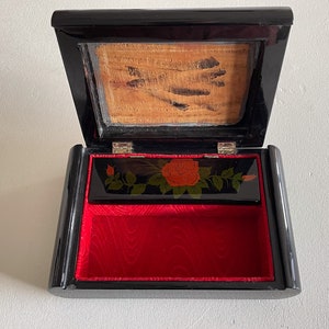 Vintage Writing Box in Black Lacquered Wood and Pearly Rose Inlays - Etsy