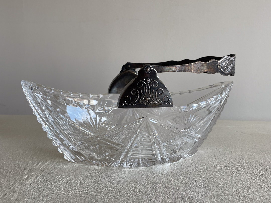 Ice Cube Basket in Crystal With a Melchior Metal Handle 1970s - Etsy