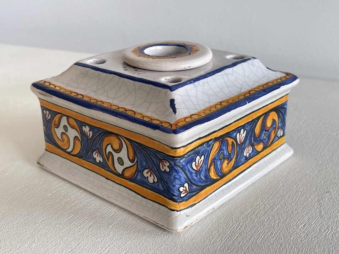 French Vintage Inkwell 1920s With Flower Patterns - Etsy
