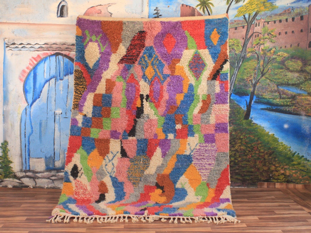 Colorful Moroccan Rug, Custom Fabulous Boujad Rug, Abstract ...