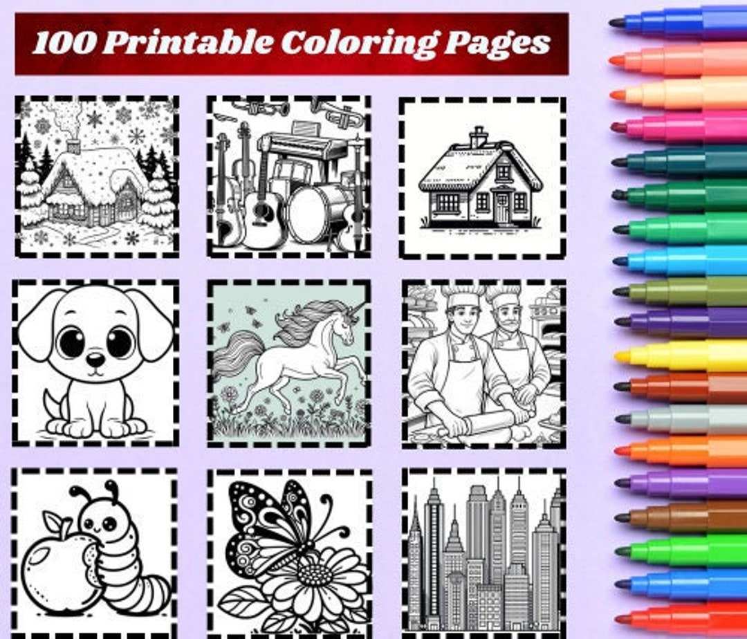 100 Magical Coloring Pages for Kids, Toddlers & Preschoolers - Instant ...