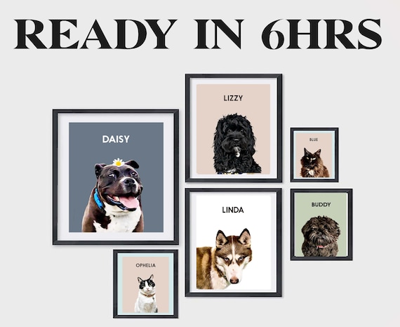 Pet Portrait Custom Design and Personalized. Pet Dog Wall Art - Etsy