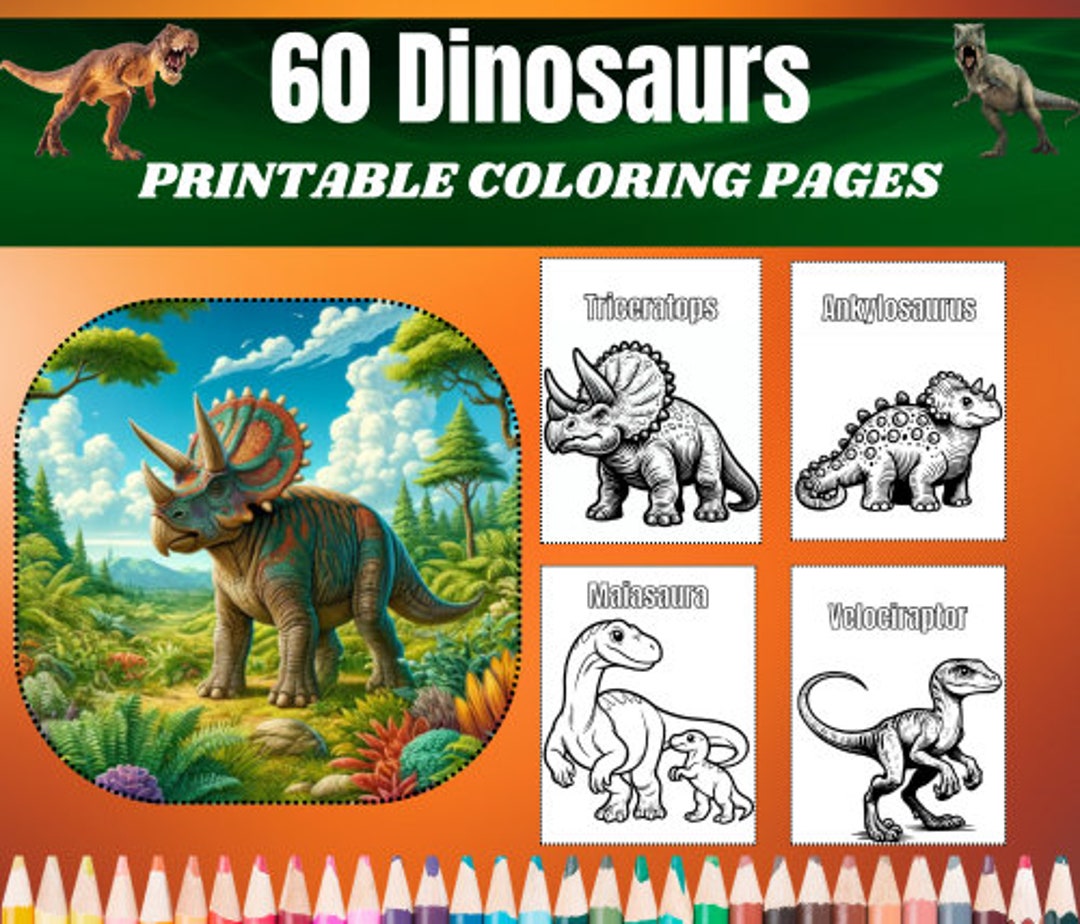 60 Pages Dinosaurs Coloring Pages Dinosaur Coloring Pages for Kids ...