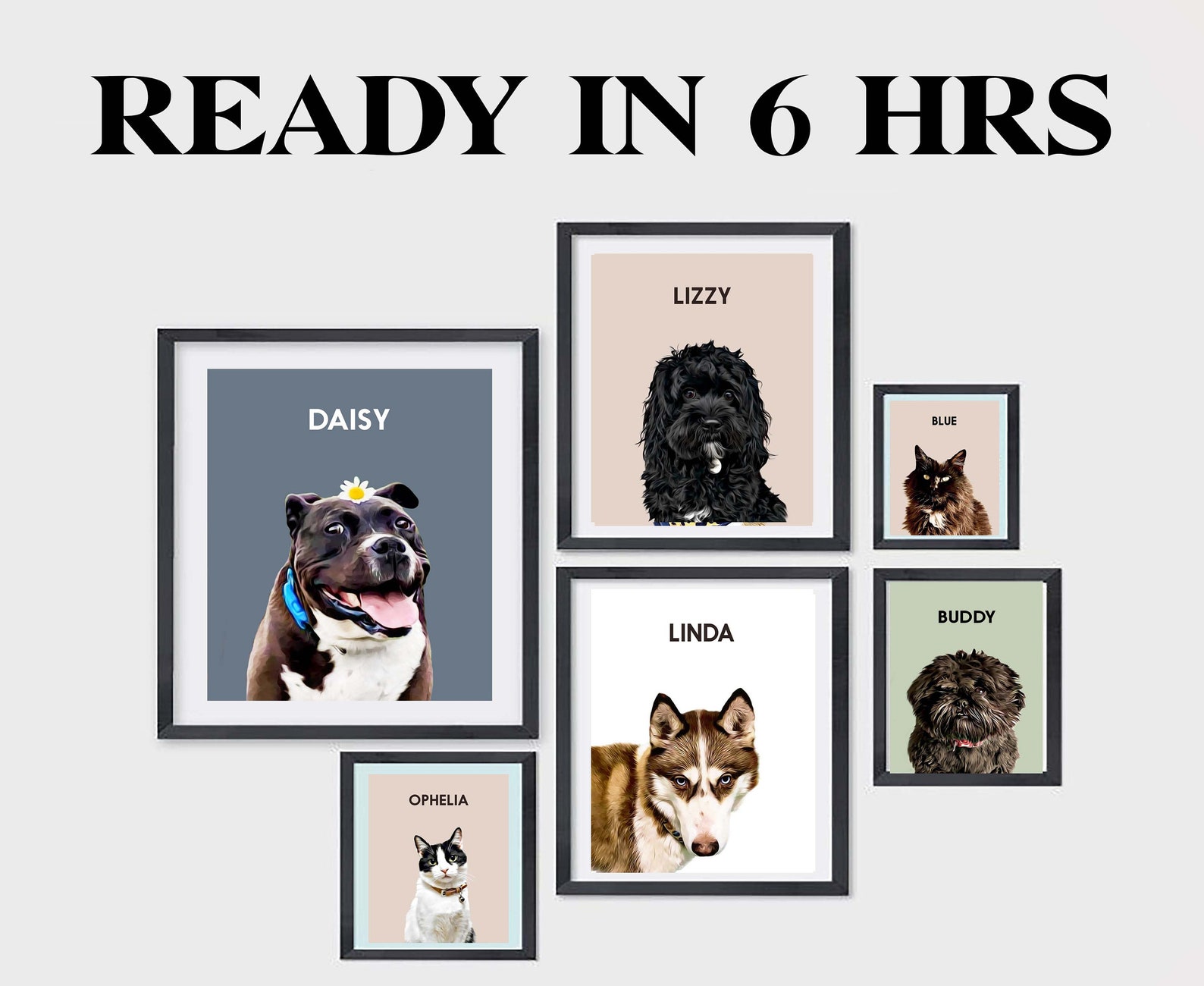Pet Portrait Custom Design and Personalized. Pet Dog Wall Art DIGITAL ...