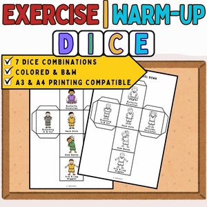 Exercise & Warm up Dice Game | Brain Break and Movement Activities - Etsy