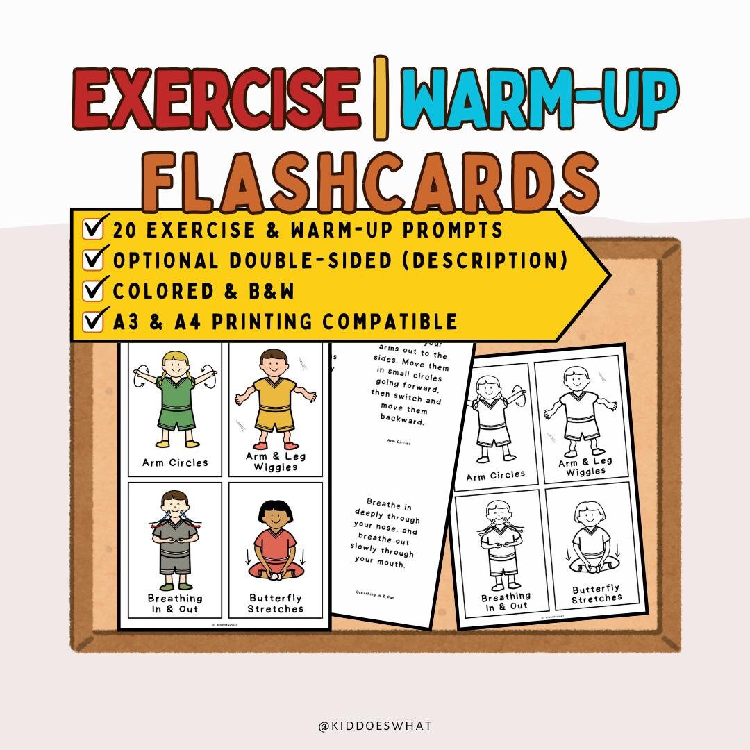 Exercise & Warm up Flashcards | Brain Break and Movement Activities - Etsy