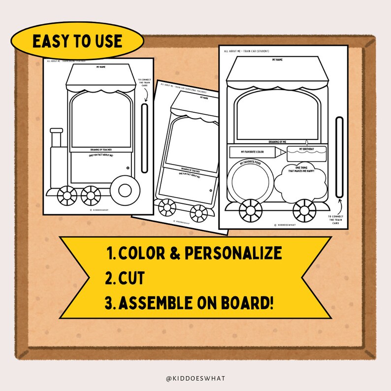 All About Me - Back to School No Prep Train Engine & Train Car Bulletin ...
