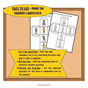 Exercise & Warm up Dice Game | Brain Break and Movement Activities - Etsy