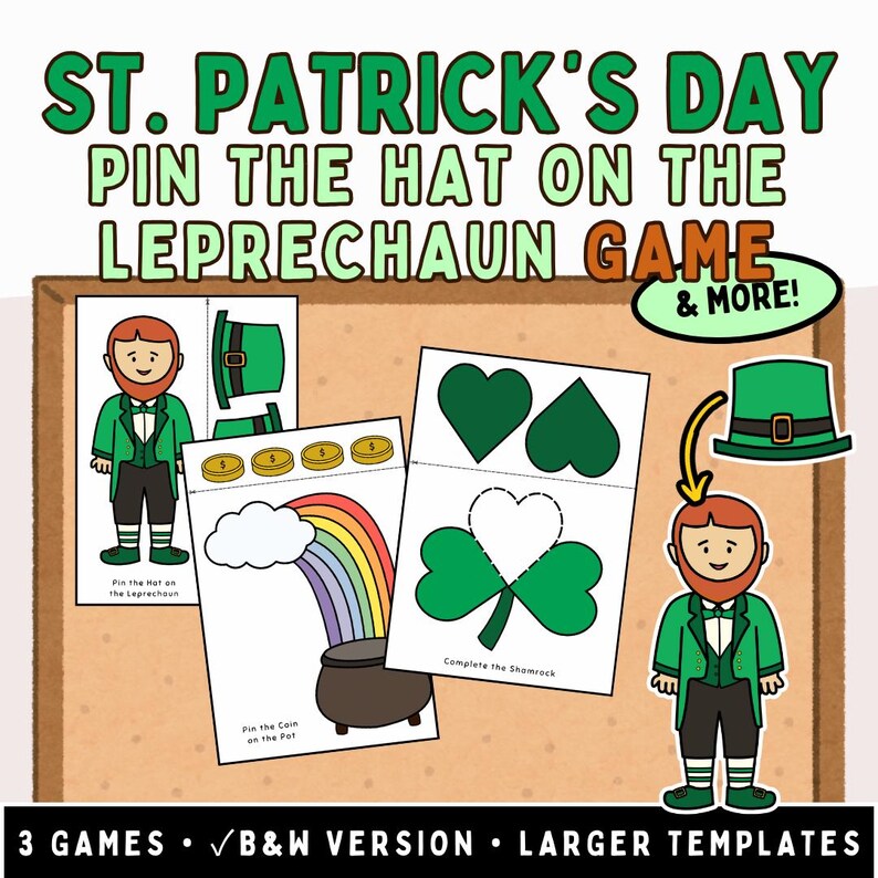 St Patrick's Day Game | Pin the Hat on the Leprechaun | Preschool ...