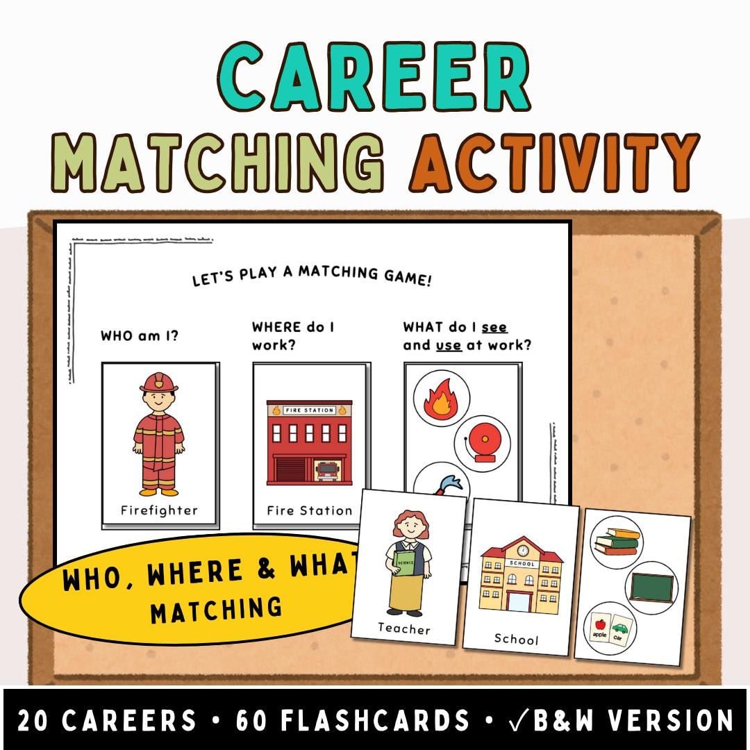 Career Exploration and Community Helpers Matching Activity | Preschool ...