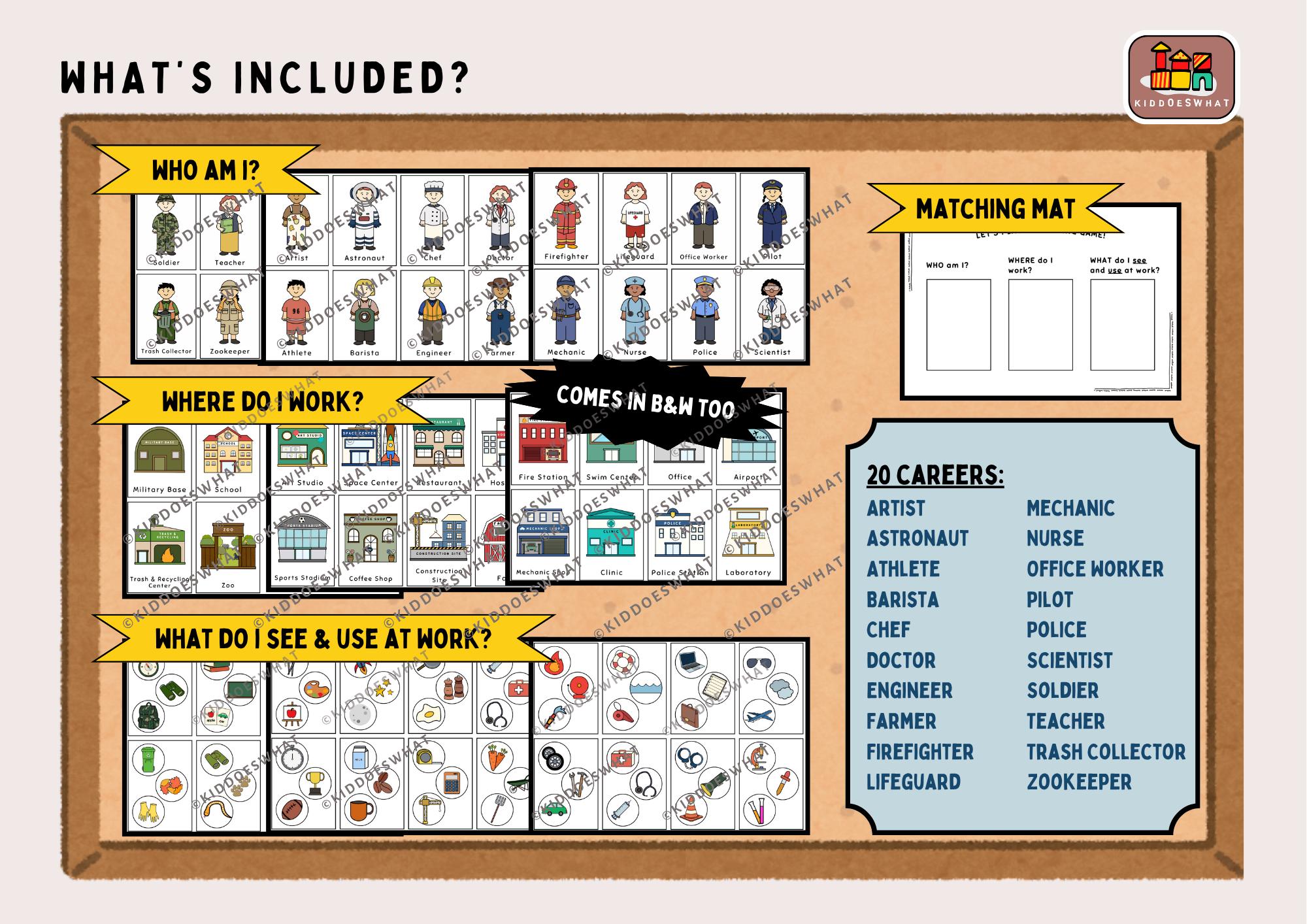 Career Exploration and Community Helpers Matching Activity | Preschool ...