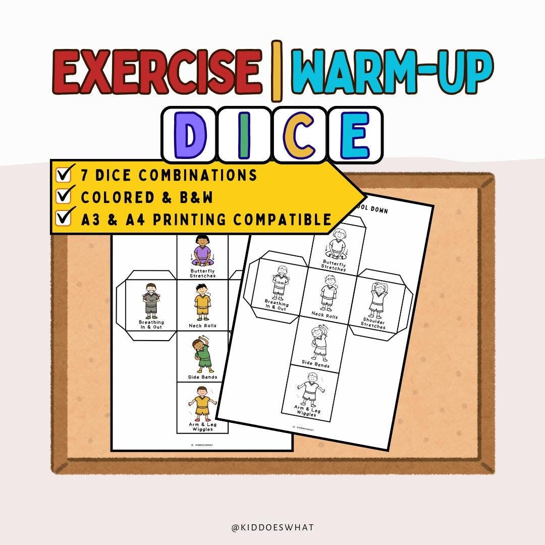 Exercise & Warm up Dice Game | Brain Break and Movement Activities - Etsy