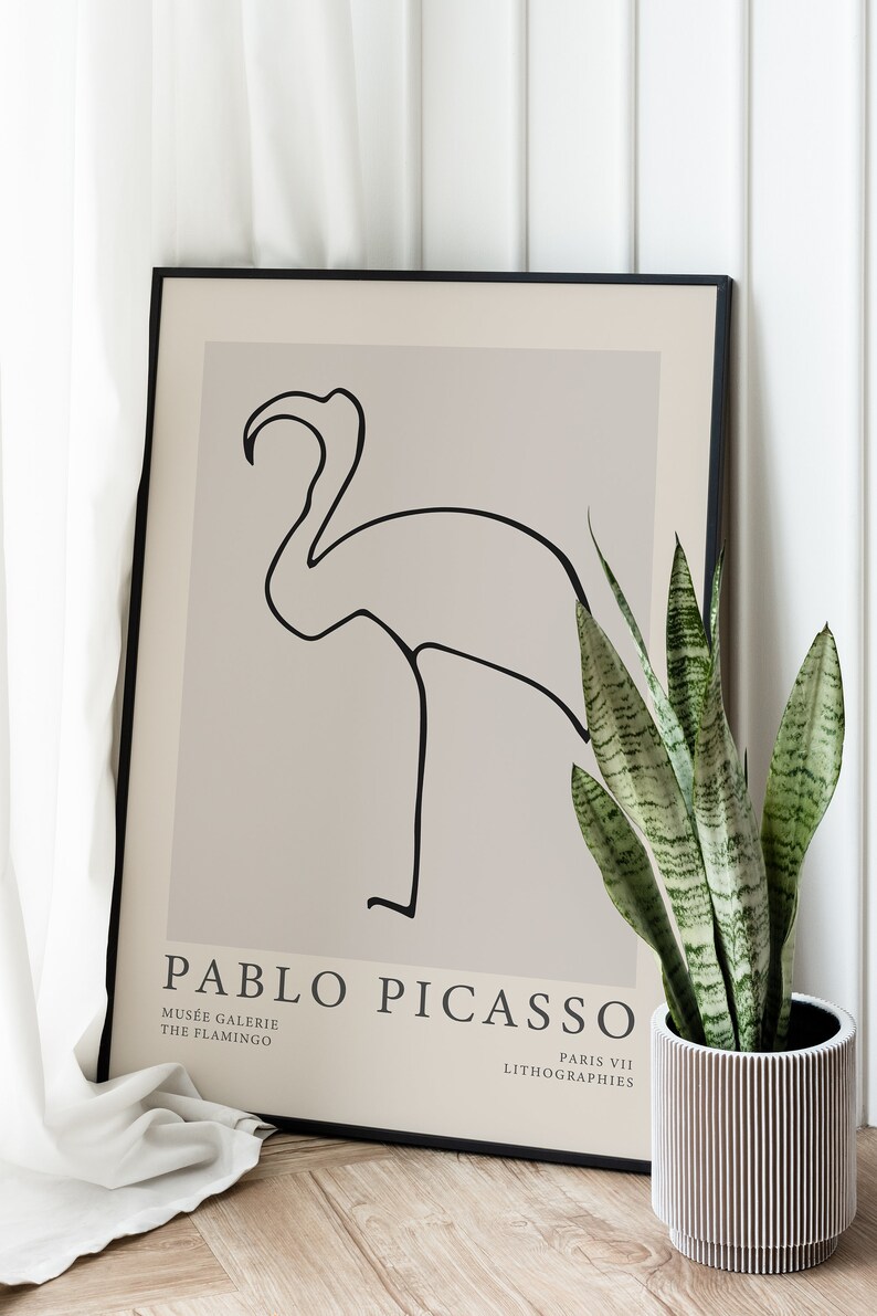 Pablo Picasso Exhibition Line Art, Picasso Print, Picasso the Flamingo ...