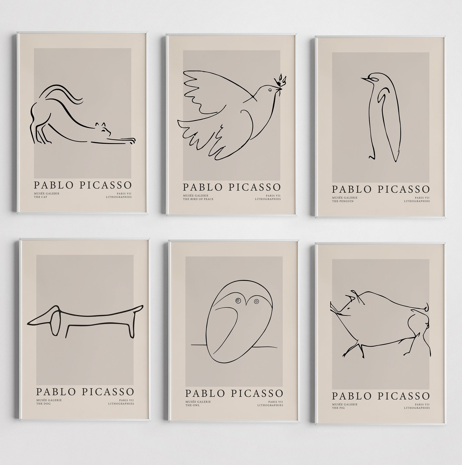 Pablo Picasso Set of 6 Poster, Picasso Set Print, Picasso Set Poster ...