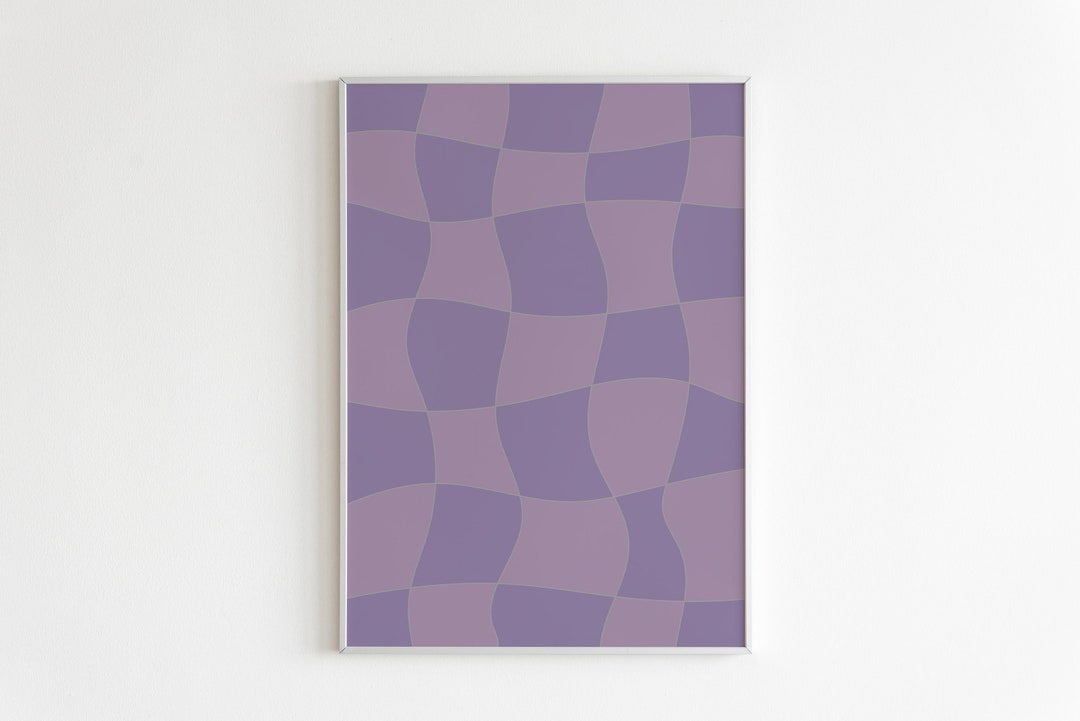Funky Checkered Wavy, Purple Art Print, Checkered Decor, Aesthetic ...