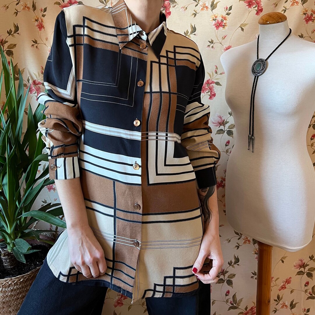 Vintage Business Casual Shirt 90s, Mod Viscose Office Button up ...