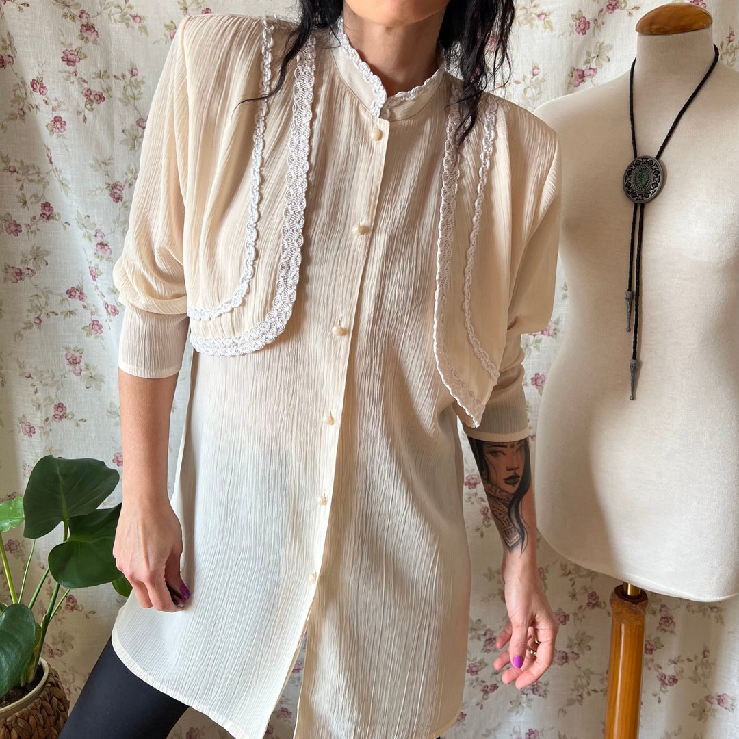 Vintage Romantic Bolero Shirt 70s XL, Bohemian Wedding Top Victorian ...