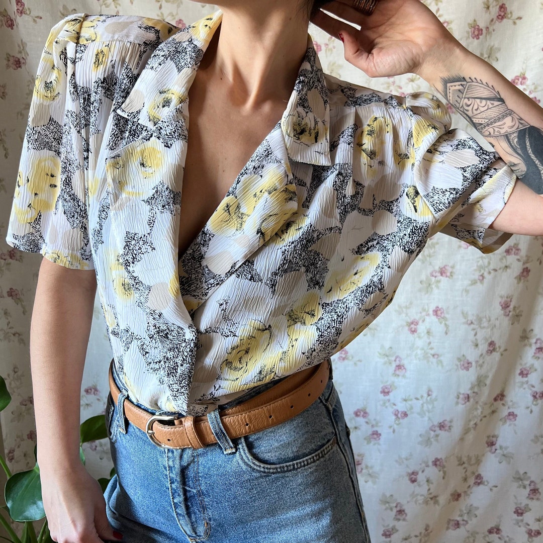 Vintage Coquette 40s Style Shirt Feminin Garden Peplum Romantic ...