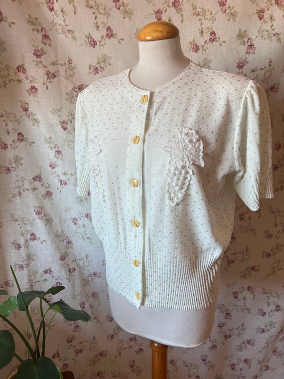 Vintage coquette blouse, button down feminine glam to… - Gem