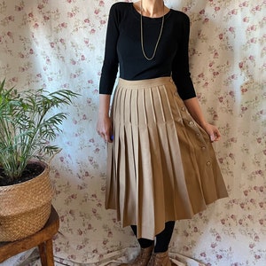 Vintage Office Buttoned Skirt Wool XL, Pleated Secretary Midi 70s Stl ...
