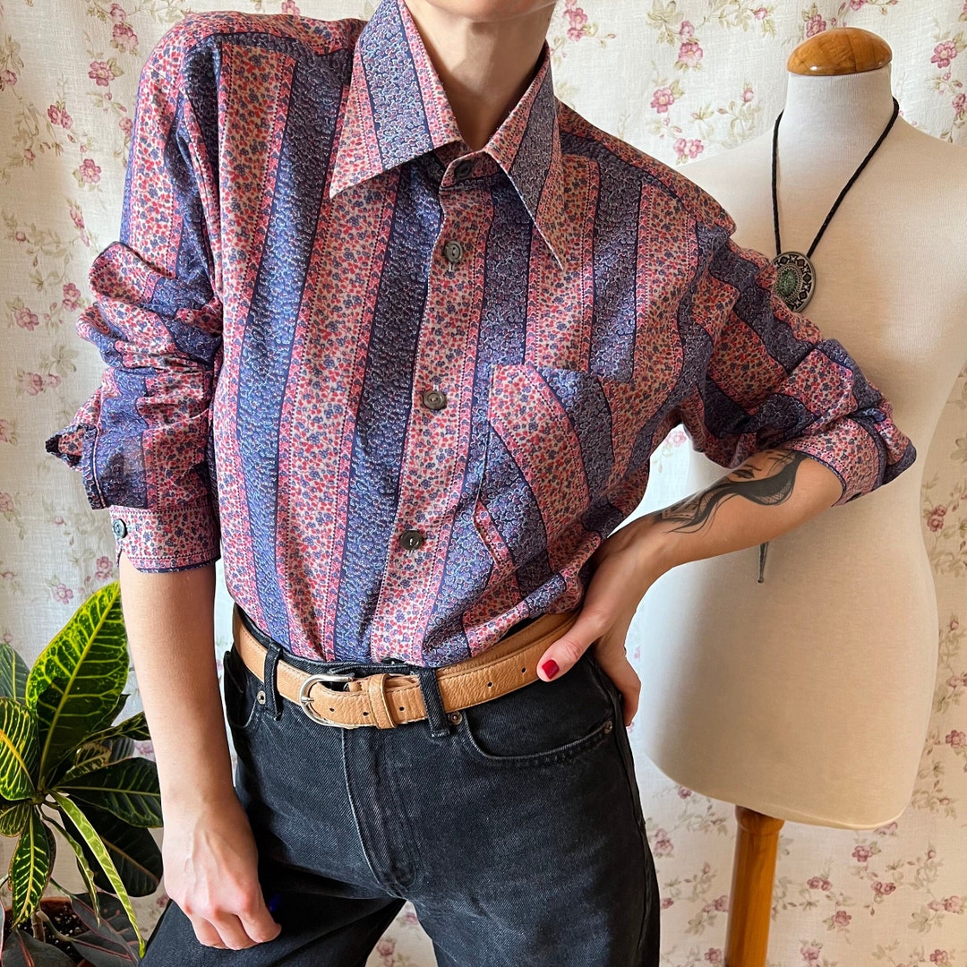 Vintage Dagger Collar Y2k Shirt 70s Style Funky Non Binary Button up ...