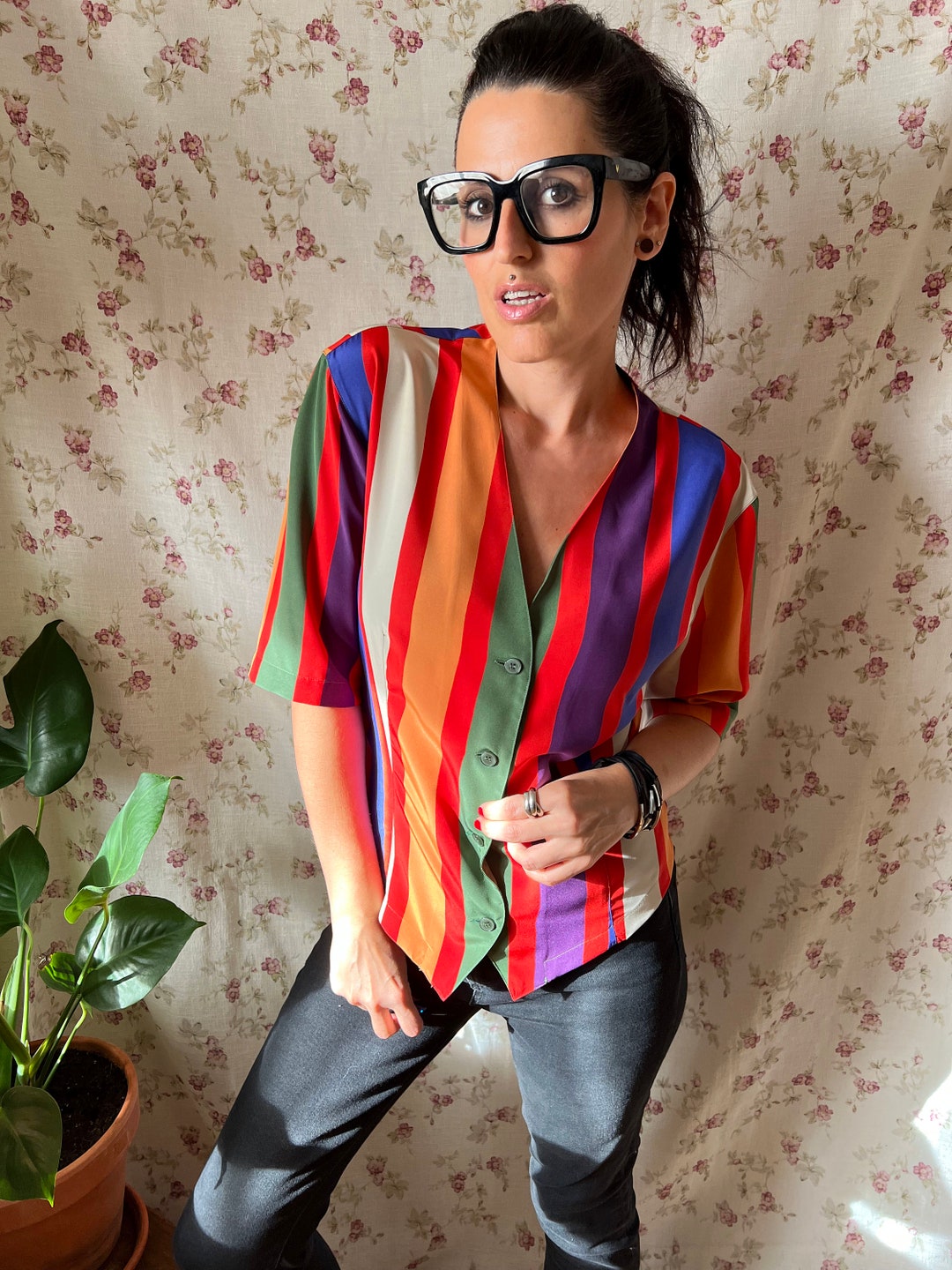 Vintage Disko Zirkus Shirt funky künstlerisch Studio 54 80er Jahre bunt Clown Tomate Festival ...