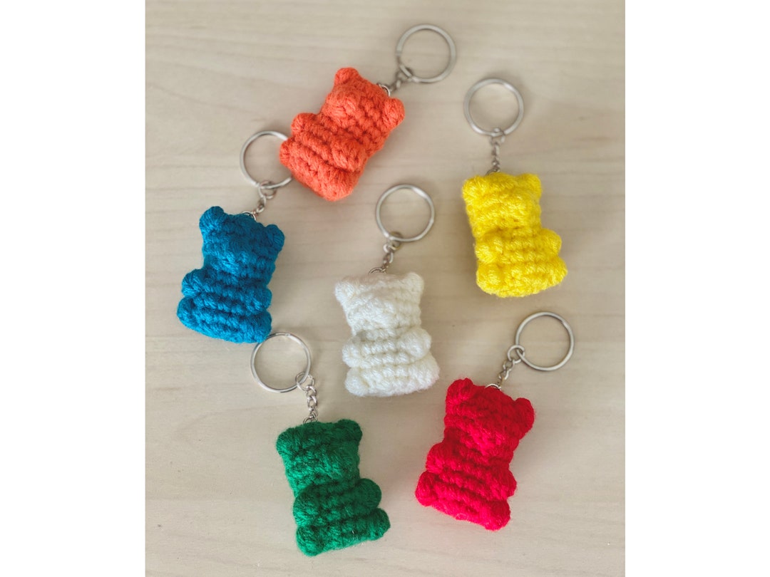 Handmade Small Crochet Gummy Bear Keychains, Crochet Gummy Bear ...