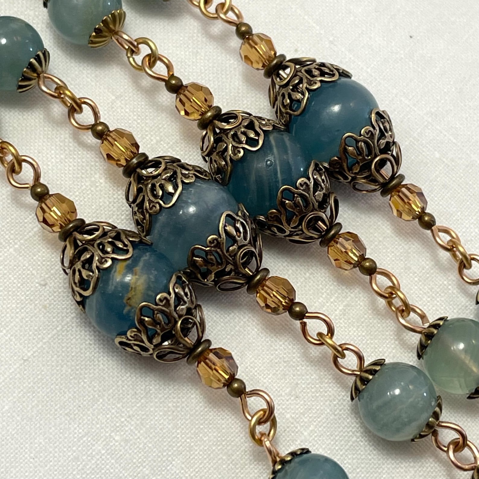 Stella Maris Rosary, Bronze Star Crucifix, Lemurian Aquatine Calcite - Etsy