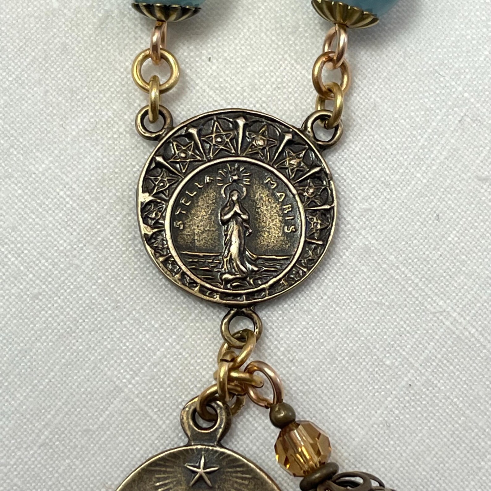 Stella Maris Rosary, Bronze Star Crucifix, Lemurian Aquatine Calcite - Etsy
