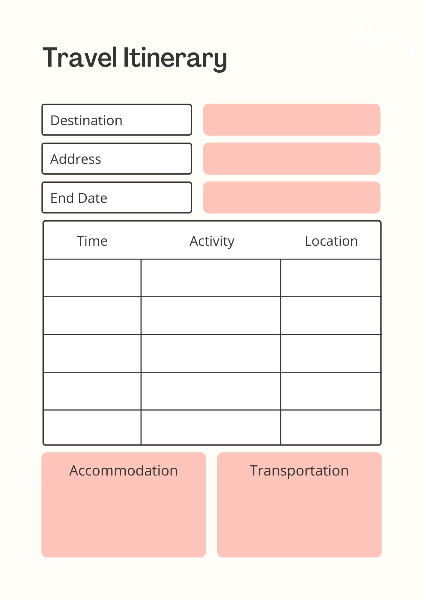 Travel Itinerary Printable | Daily Trip Itinerary | Daily Printable ...