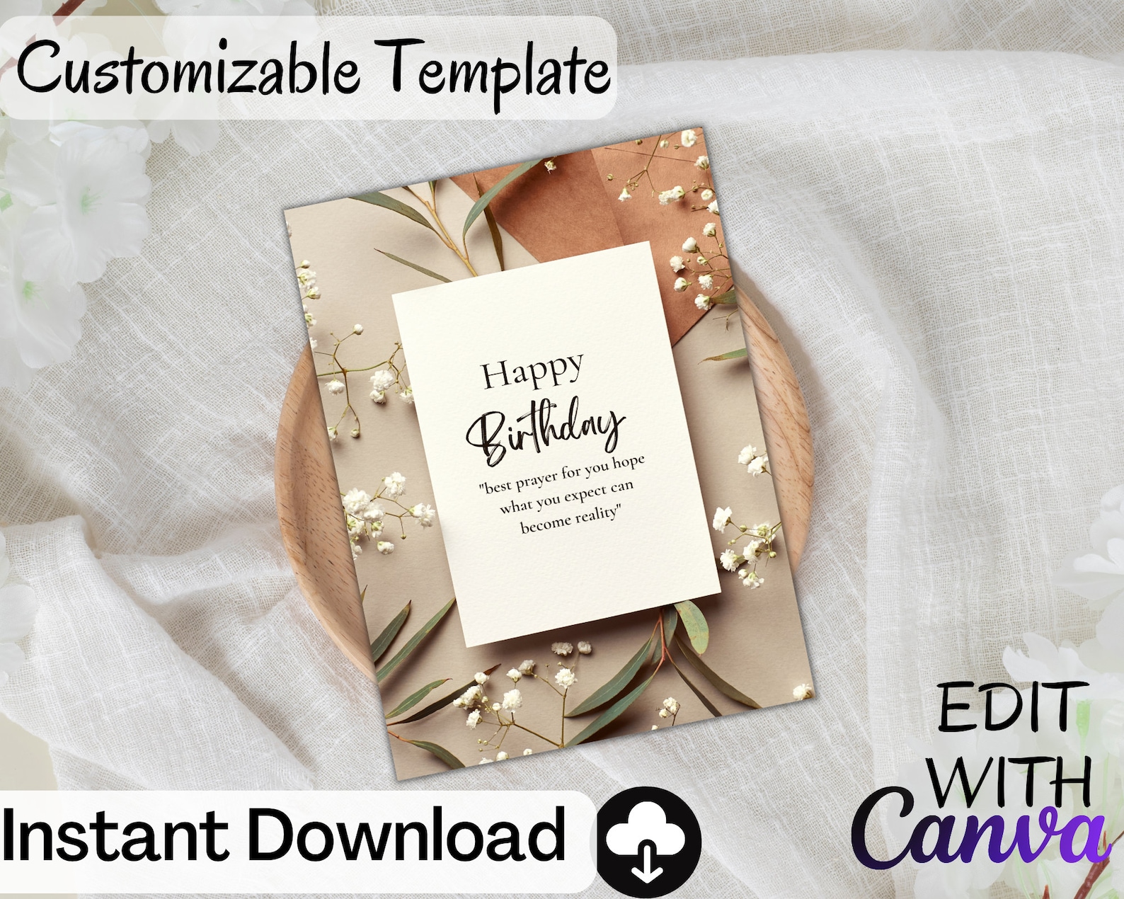 Printable Birthday Card, Digital Downloadable Happy Birthday Card ...