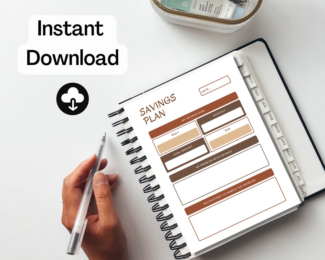 Saving Goal Planner, Printable Sales Planner, Downloadable Savings Goal ...