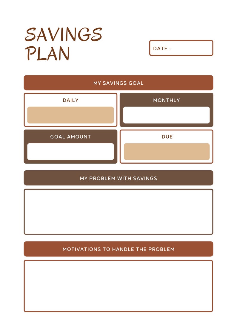 Saving Goal Planner, Printable Sales Planner, Downloadable Savings Goal Planner // Instant ...