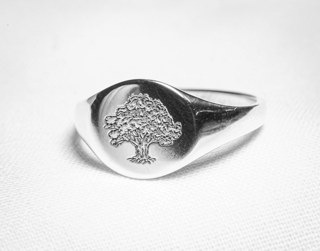 Oak Tree Silver Signet Ring, Meaningful Gift, Strength, Bravery ...