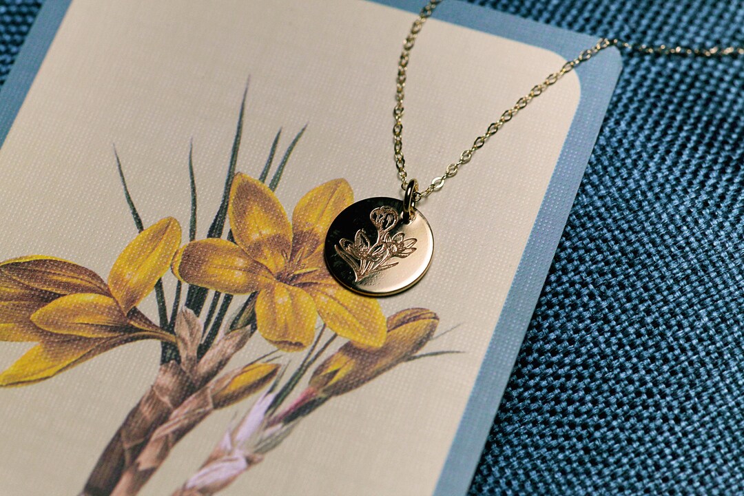 Crocus Flower Necklace, Cheerfulness, Meaningful Gift, Gift for Her ...