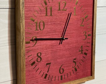 Red Wood Wall Clock - Etsy