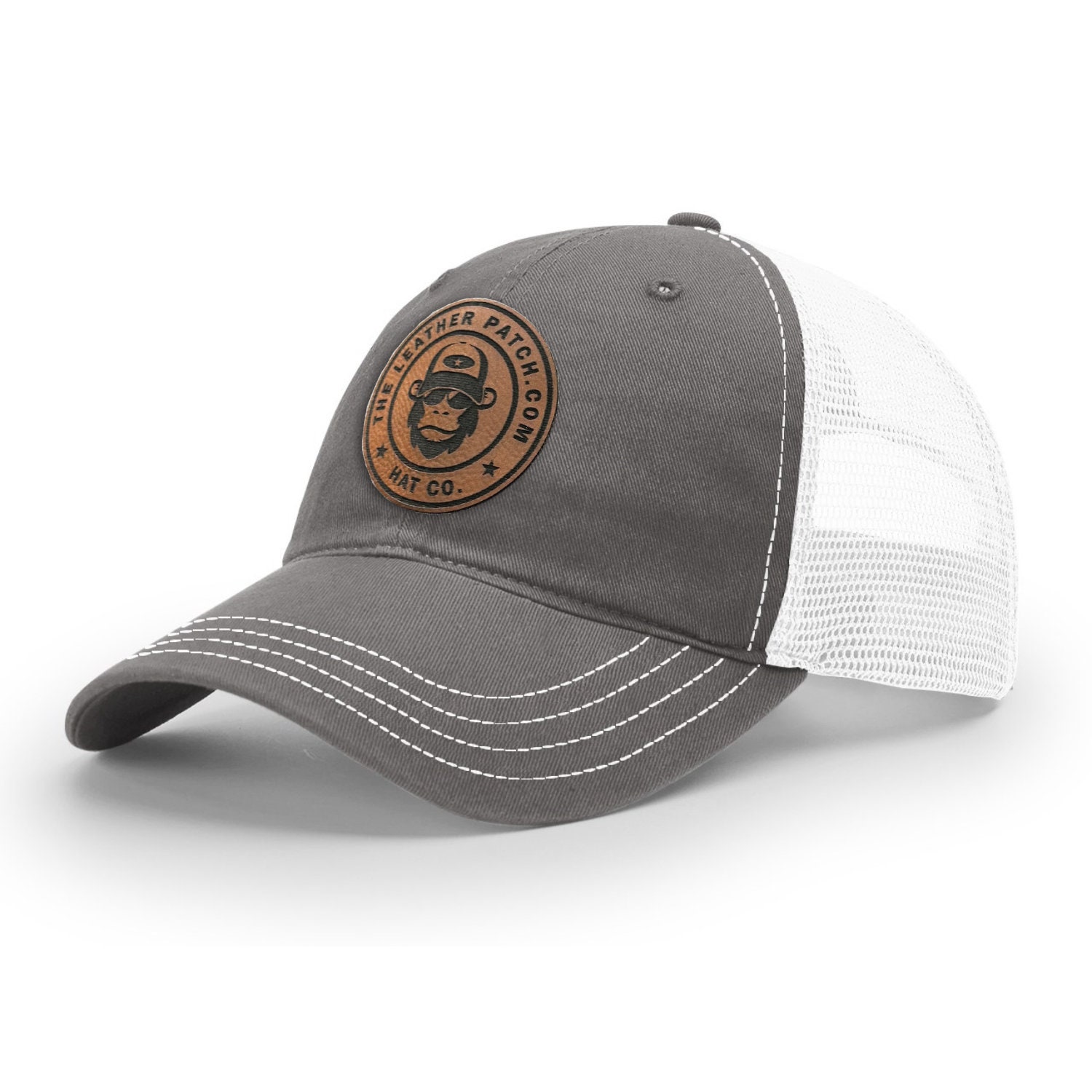 Custom Leather Patch Trucker Hats Logo Hat Laser Engraved - Etsy