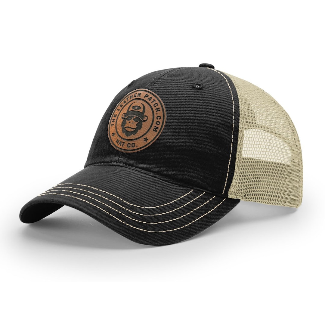 Personalized Leather Patch Trucker Hats: Custom Engraved Logo for Business & Company Merchandise ...